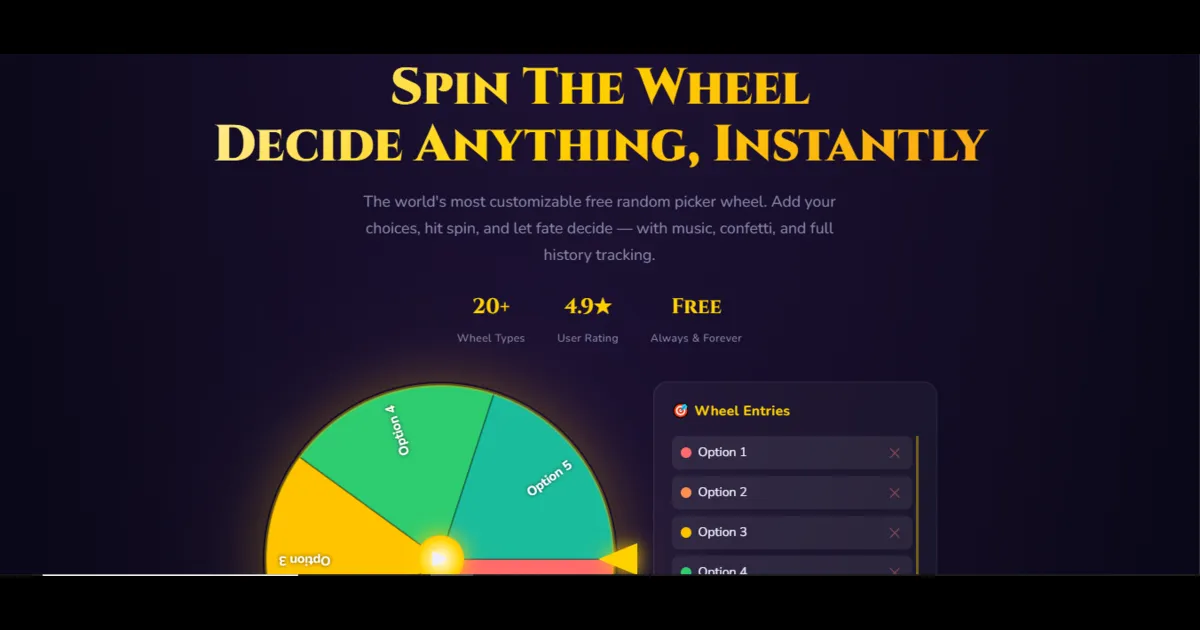 Spin the Wheel Online | Free Random Picker – No Login, Instant Results